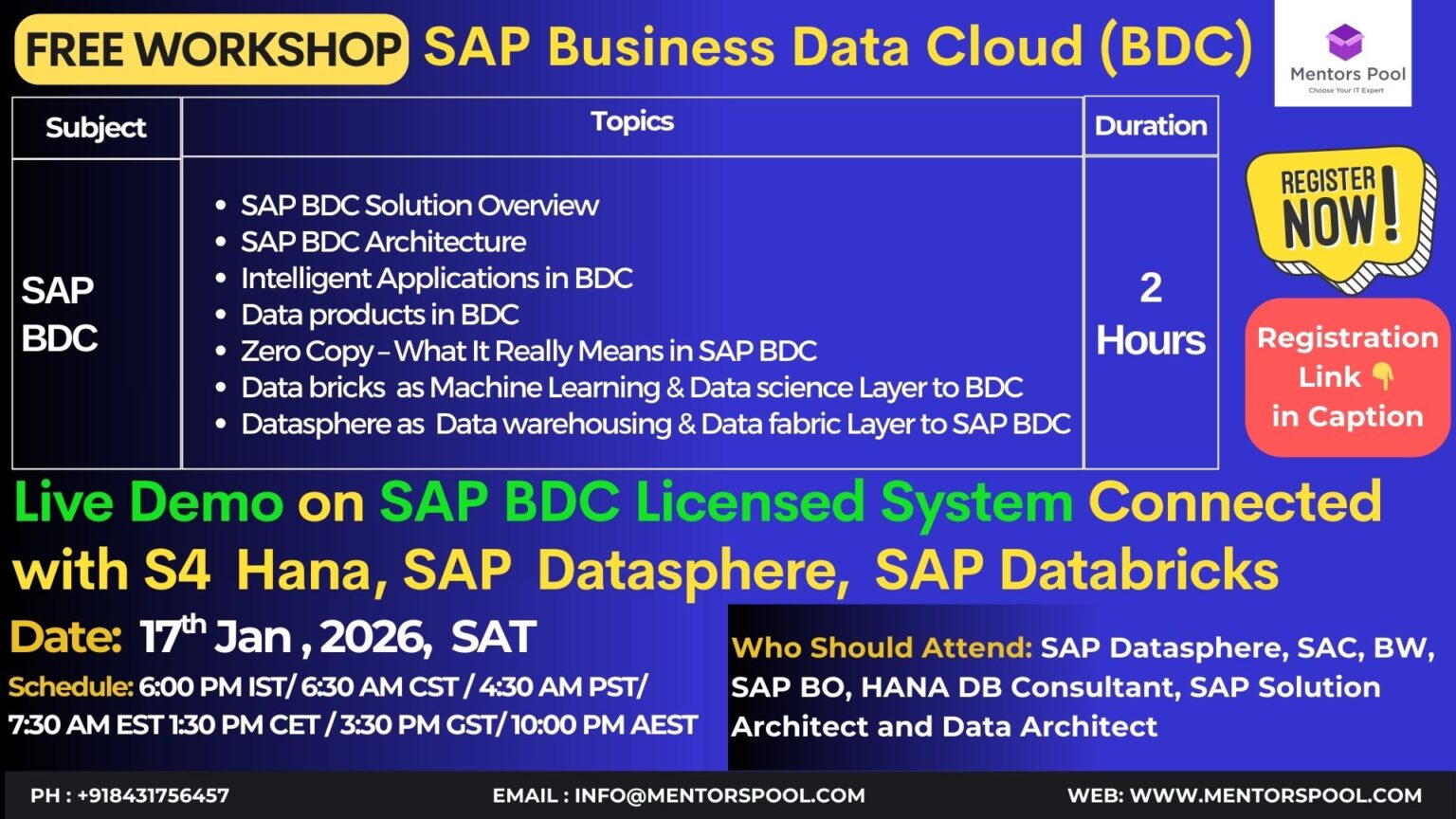Free Live Workshop on SAP Business Data Cloud (BDC)
